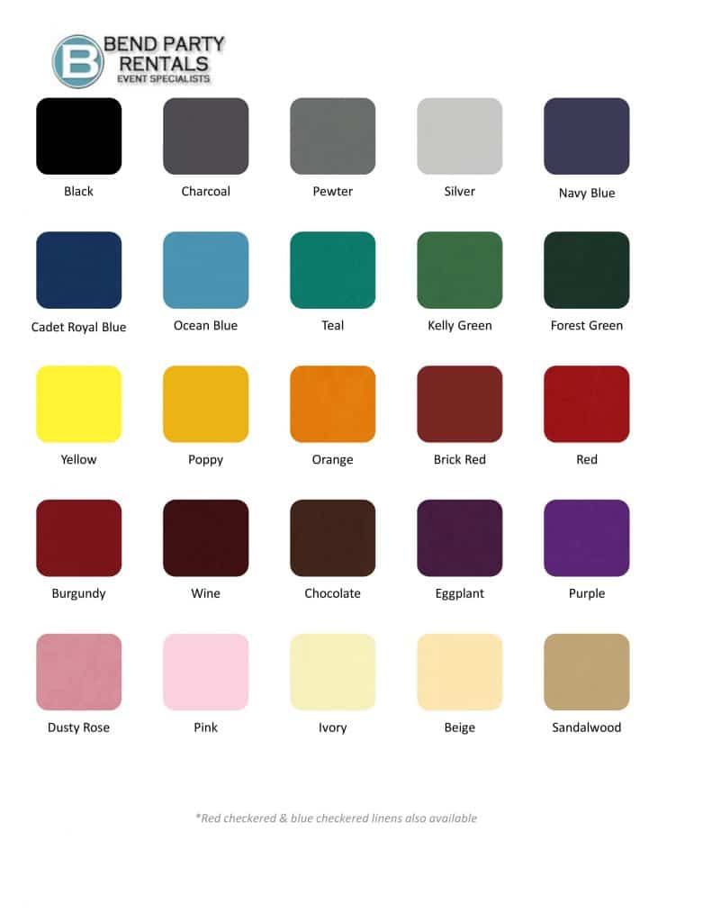 Bend Linen Rentals - Tablecloth & Linens for all of Central Oregon